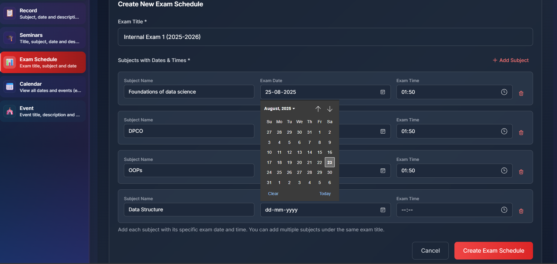 Class Management System - Geo Nithin J